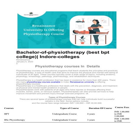 Bachelor of physiotherapy | Best college for bpt | PDF