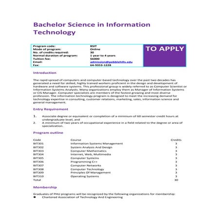 Bachelor Science In Information Technology | DOC