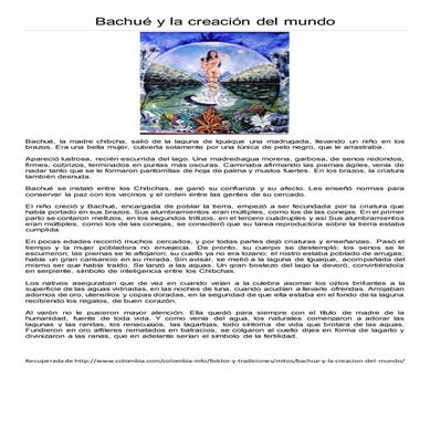 Bachué y la creación del mundo | DOCX
