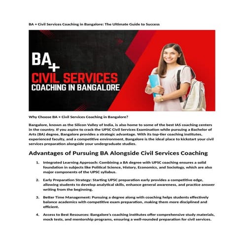 BA + Civil Services Coaching in Bangalore The Ultimate Guide to Success ...