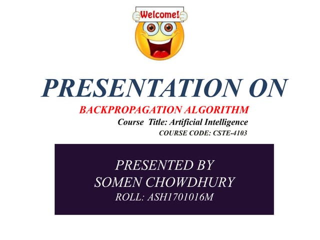 Backpropagationmachinelearningalgorithmpptx