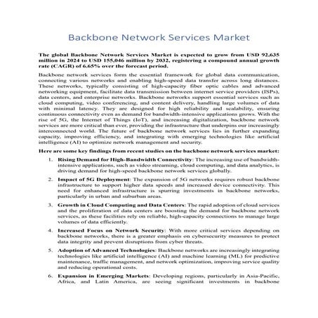 Backbone Network Services Market Dynamics: Global Growth and Trends ...