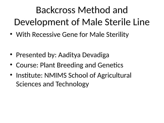 Backcross Breeding Method | PPTX