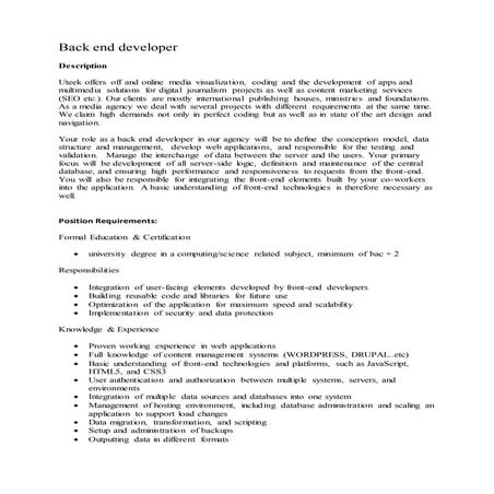 Back end developer | PDF