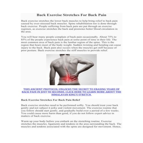 Back exercise stretches for back pain | PDF | Physical Therapy | Wellness