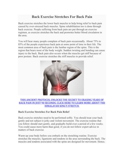 Four Low Back Pain Prevention Exercises | PPT
