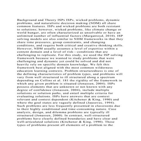 Background and Theory ISPs ISPs, wicked problems, dynamic problems.docx