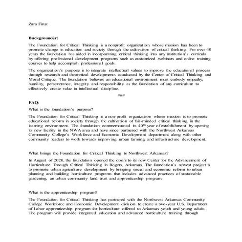 Backgrounder/FAQ | DOCX