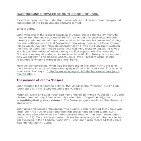 Background knowledge on the book of john | DOCX