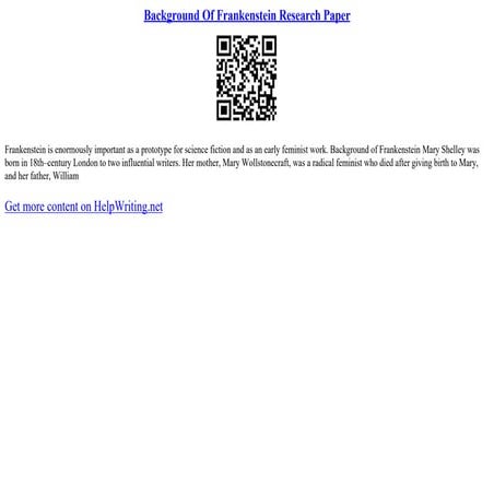 Background Of Frankenstein Research Paper | PPT