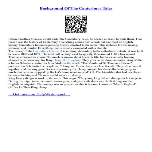 Background Of The Canterbury Tales | PDF