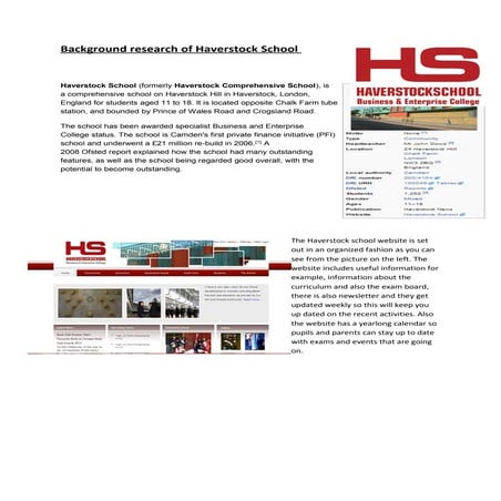 Background research of haverstock school | ODT