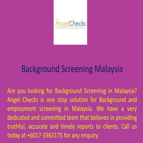 Background Checks Malaysia – Hire with Confidence | PPTX