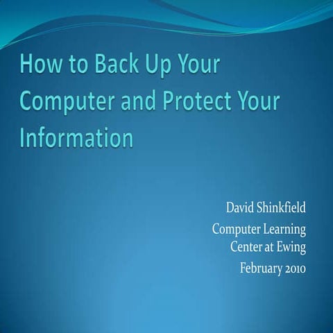 Backing up your computer | PPTX | Shareware and Freeware | Computer Software and Applications