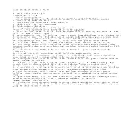 Daftar Backlink Profil Pr1 sampai PR9 | PDF