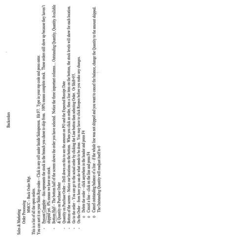 Backorder instructions | PDF