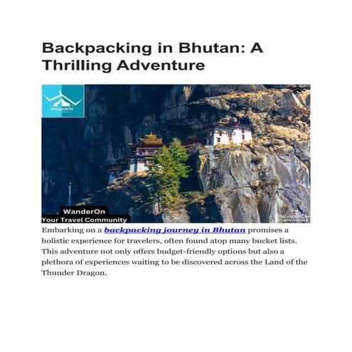 Backpacking in Bhutan: A Thrilling Adventure | PDF