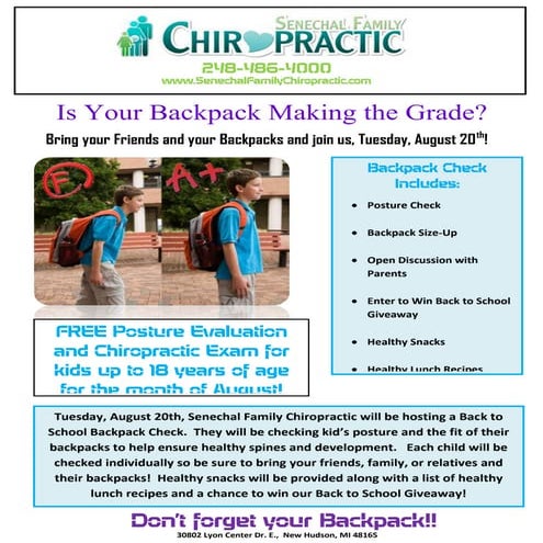 Backpack safety flyer | DOCX | Children\'s Health | Healthy Living