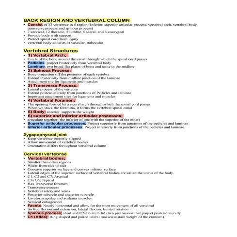 BACK REGION AND VERTEBRAL COLUMN .pdf | Death, Injury, or Military ...