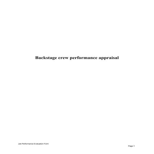 Backstage crew performance appraisal | DOC