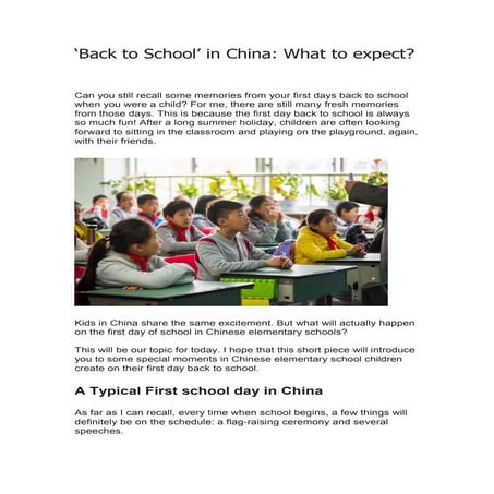 Back to school in china what to expect | PDF | Homework and Study ...