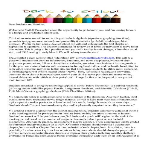 Back to school letter | DOC