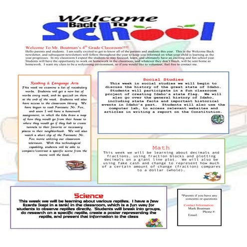Back to School Newsletter | DOCX
