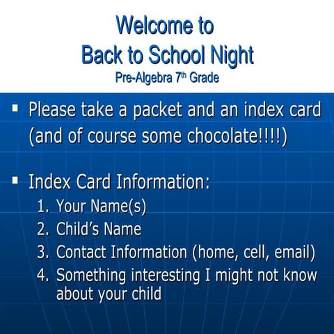Back to school Night (Sept) | PPT