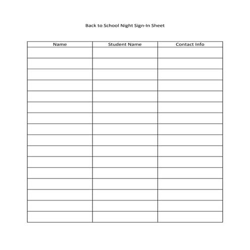 Back to school night sign | DOCX