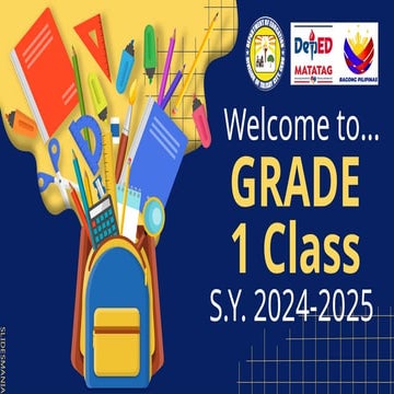 Back To School Program for Grade One Learners | PPTX