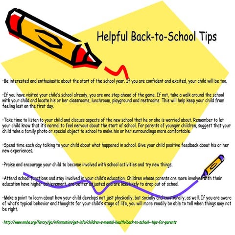 List of hints and ideas before kids go back to school | PDF
