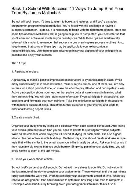 Study Tips for Elementary Students | PPT