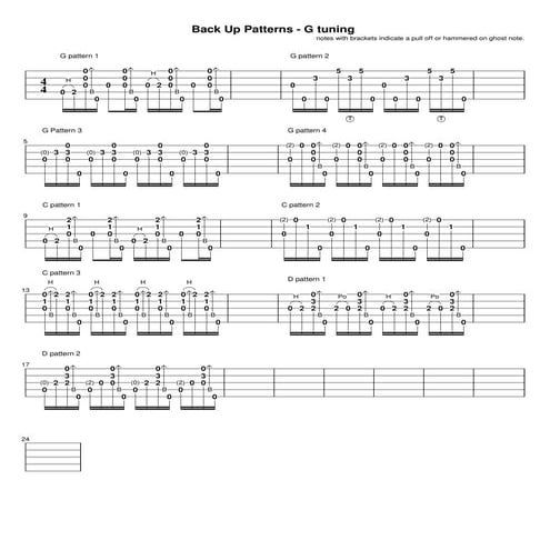 Back up patterns g tuning | PDF | Music | Entertainment