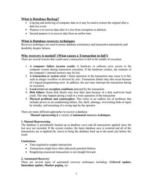 UNIT 4- CRASH AND RECOVERY.pdf | Databases | Computer Software and Applications