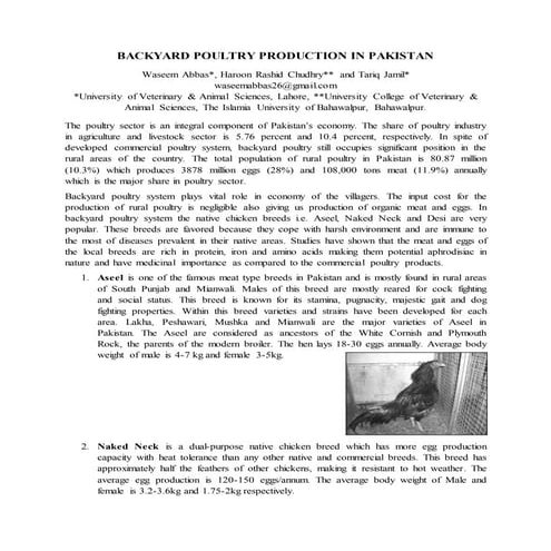 Backyard poultry | DOCX