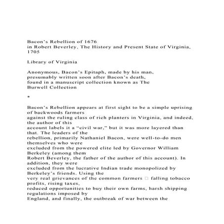 7) bacon gçös rebellion and the expansion of slavery | PPTX