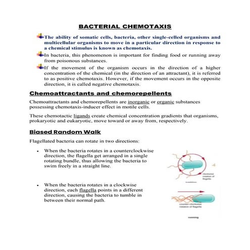 BACTERIAL CHEMOTAXIS FOR B.Sc BOTANY/BIOTECHNOLOGY SEM 1 | PDF
