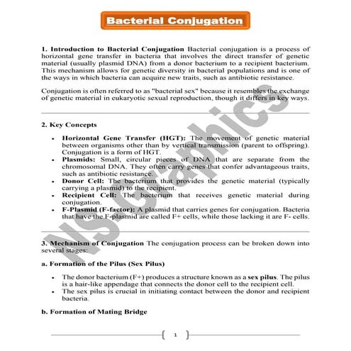 Bacterial Conjugation For B Sc Sem 3 Botany Biotechnology Pdf