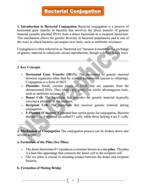 Conjugation in Bacteria | PDF