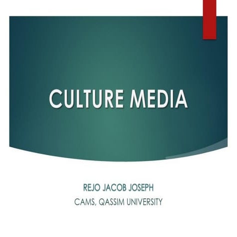 Culture Media (Bacterial culture media) | PDF