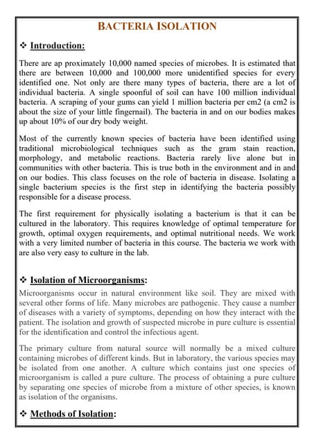 Methods for isolation of pure culture | PPT