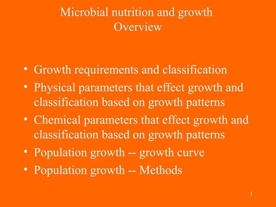 Bacterial Growth and Nutrition | PPT | Chemistry | Science