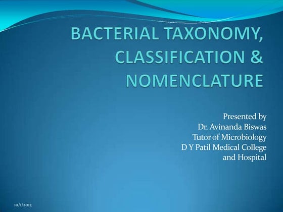 Microbial taxonomy | PPTX | Biological Sciences | Science