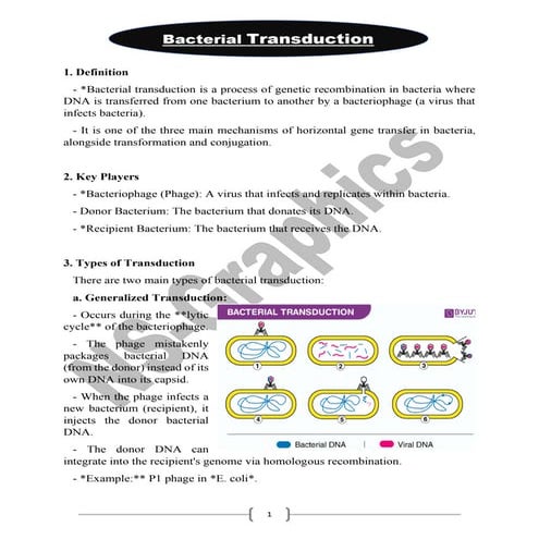 Bacterial Transduction for B.Sc. SEM-3 Students | PDF