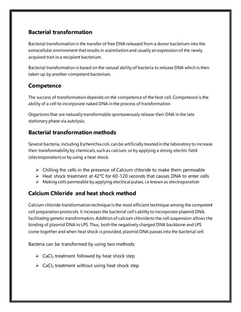 Preparation of competent cells | PPTX
