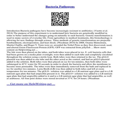 Bacteria Pathogens | PDF
