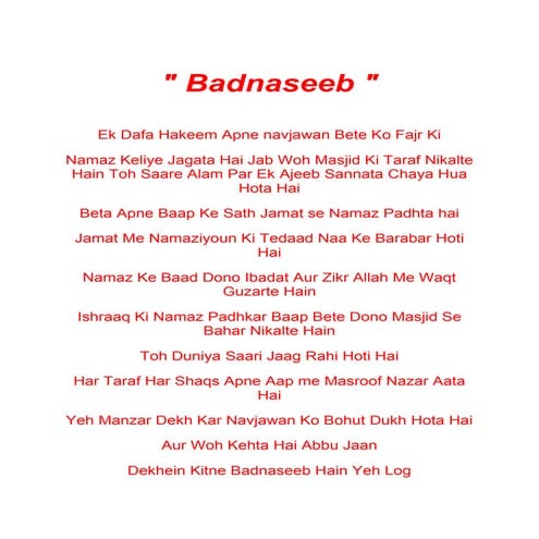 Bad Naseeb | DOCX