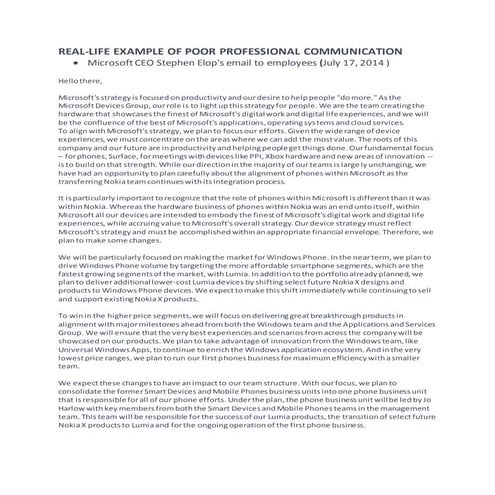 Bad Professional Writing Example - Microsoft Email | DOCX