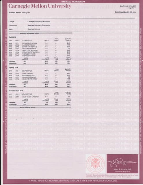 Columbia Southern Transcript | PDF
