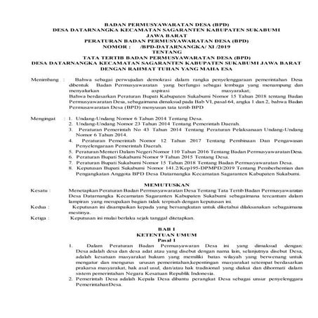 TATA TERTIB BPD DESA DATARNANGKA | DOCX